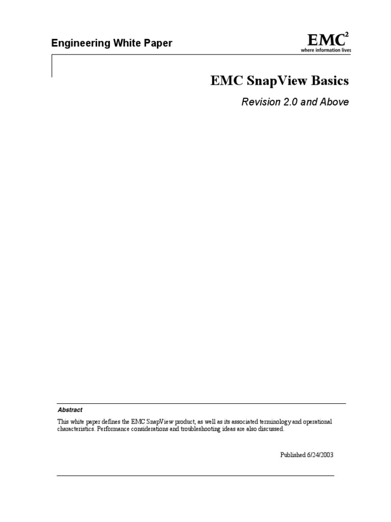 Emc Snapview Basics: Engineering White Paper | PDF | Cache (Computing ...
