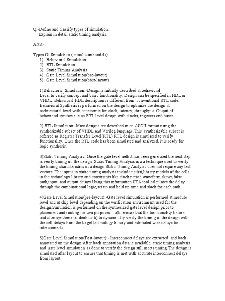 Types of Simulation | Download Free PDF | Hardware Description Language | Logic Synthesis