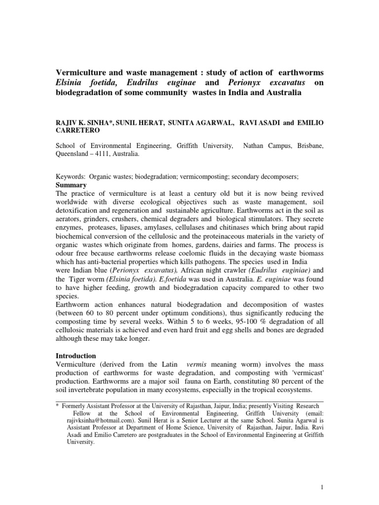 Vermiculture for Waste Management | PDF | Biodegradation | Soil
