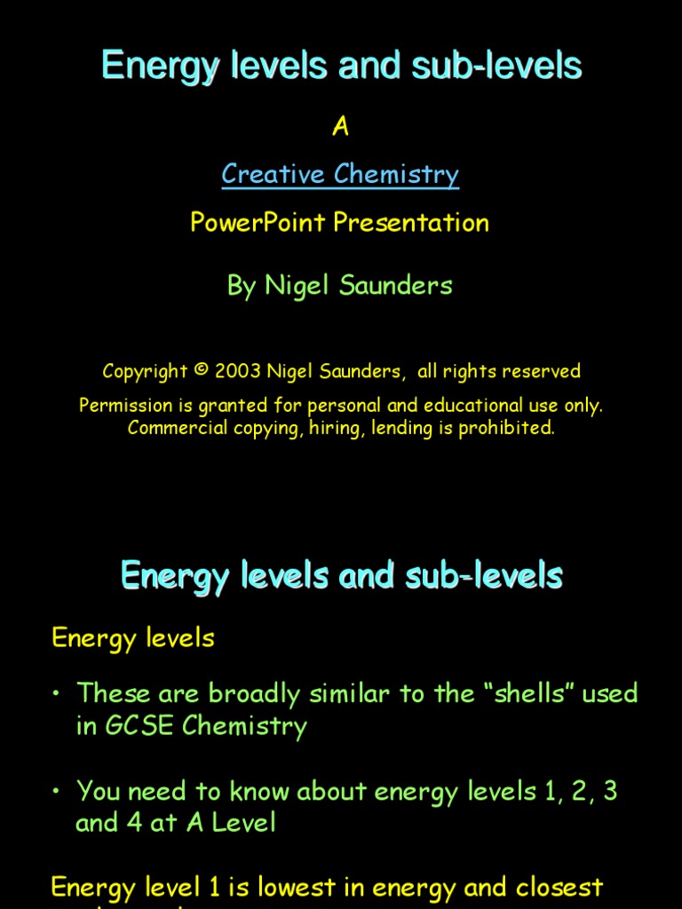 Energy Levels and Sub-Levels: A Powerpoint Presentation | PDF | Energy ...