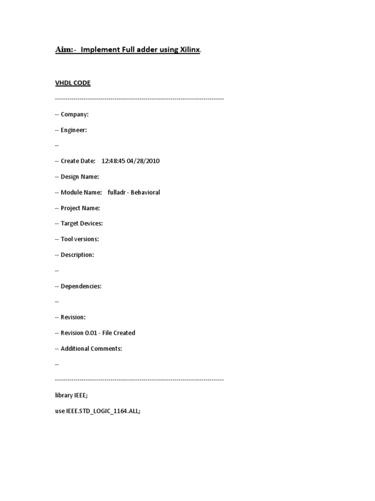 Xilinx Manual | PDF | Vhdl | Electrical Engineering Xilinx Manual | PDF | Vhdl | Electrical Engineering