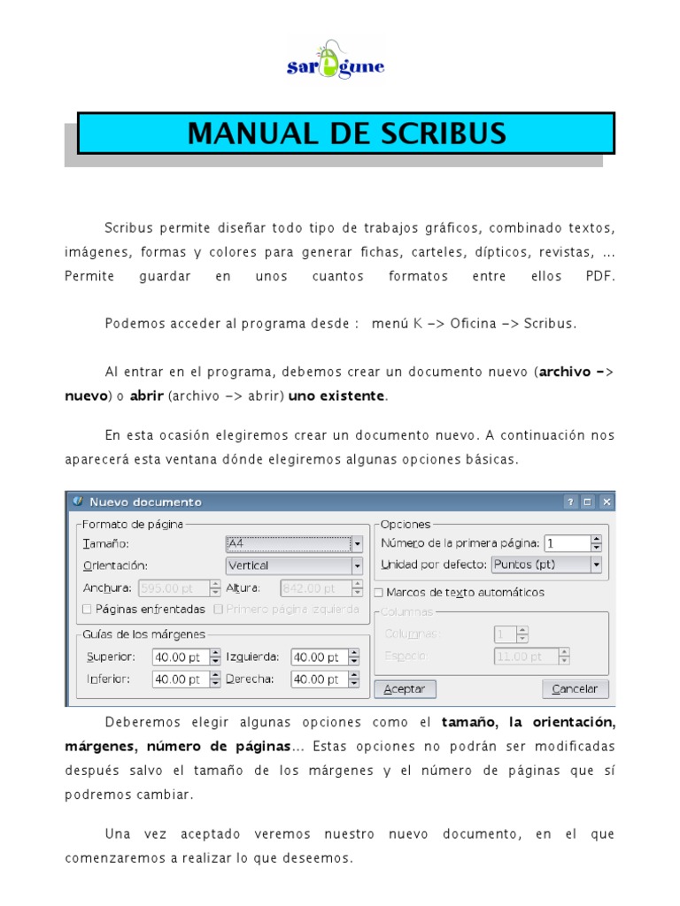 Manual Scribus | PDF | Ventana (informática) | Tabla (base de datos)