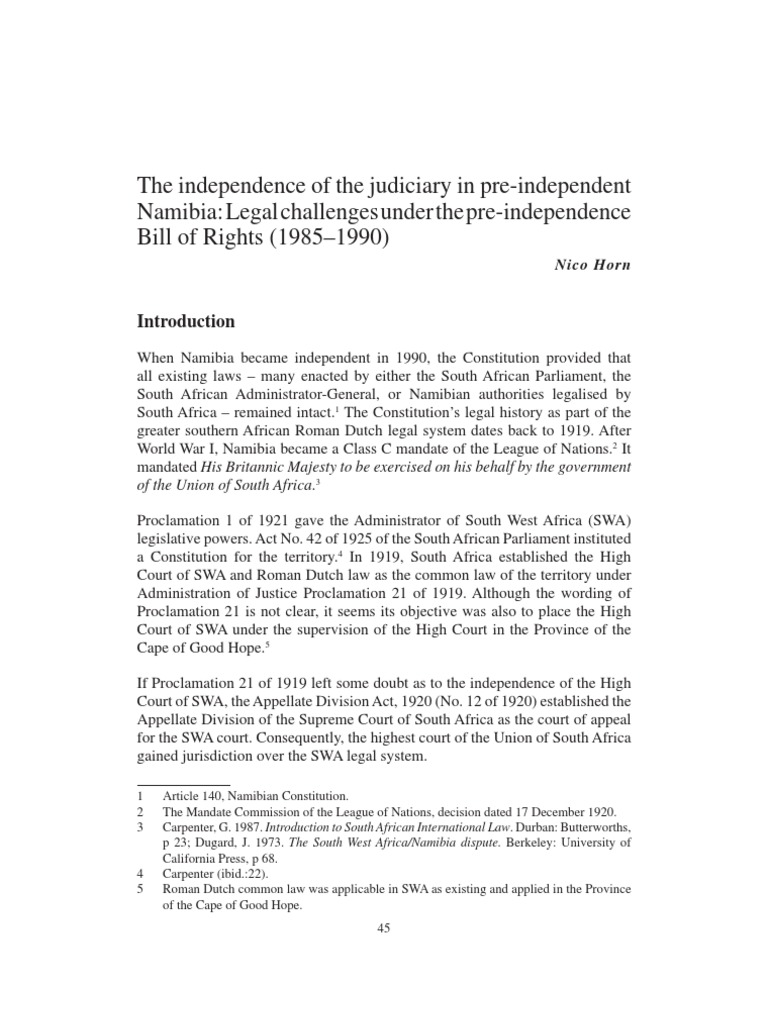Namibia's Pre-Independence Judiciary | PDF | Supreme Courts | Namibia