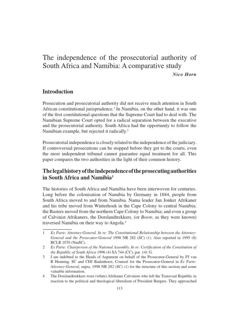 Horn - The Independence of The Prosecutorial Authority of South Africa ...