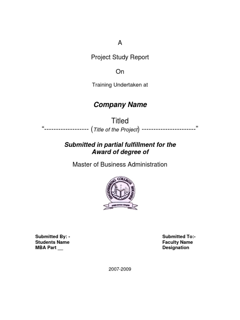 MBA Project Report Guidelines | PDF