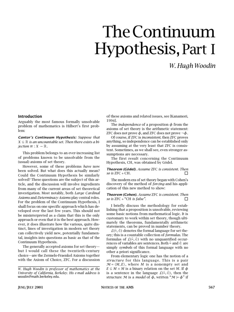 The Continuum Hypothesis Part I | Model Theory | Compact Space