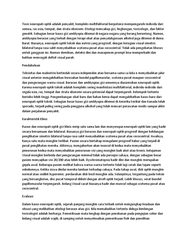 Neuropati Optik Toksik | PDF
