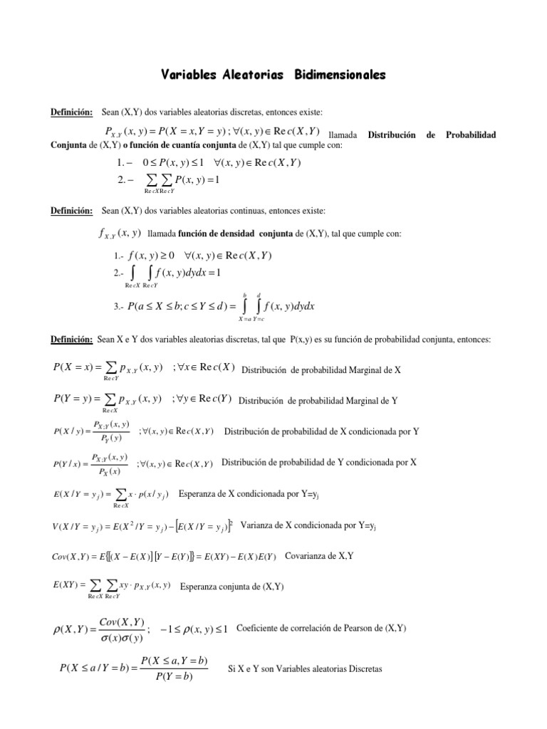 2 Formulario Va Bidimensional Obligatorio 1 167094 | PDF | Distribución de probabilidad ...