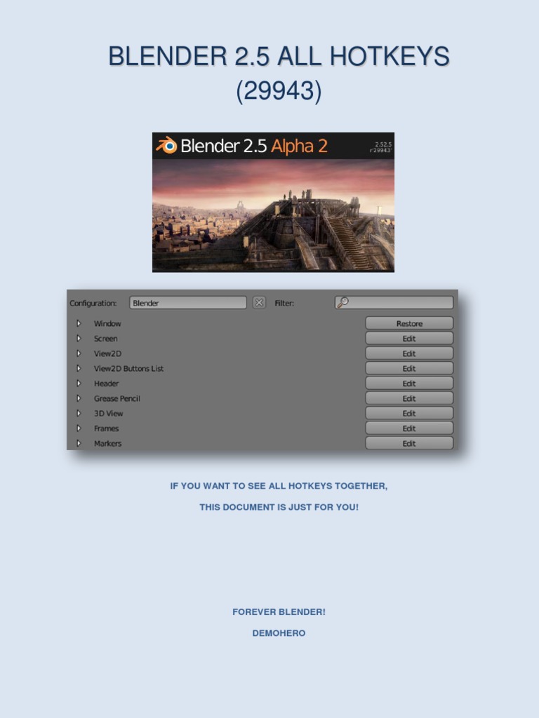 Blender Hotkeys Cheat Sheet | PDF | Cursor (User Interface) | Menu (Computing)