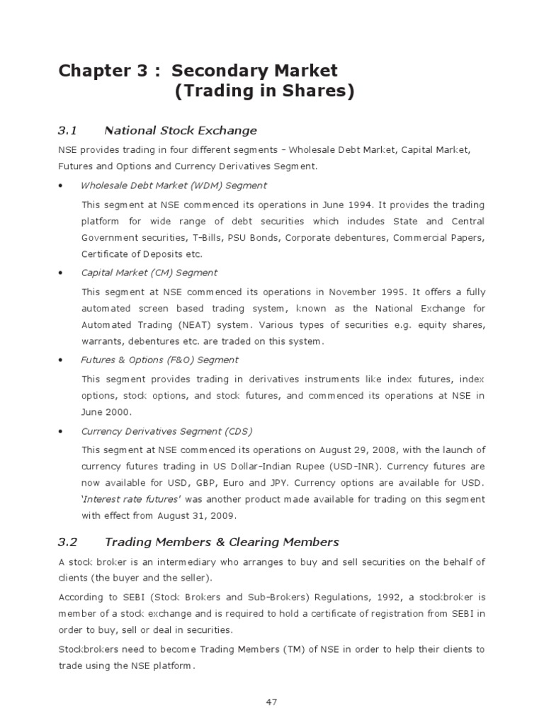 Chapter 3 Secondary Market Trading In Shares 3 1 National Stock