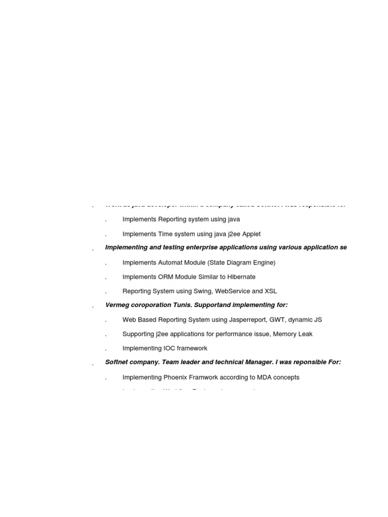 Java J2EE Developer Experience | PDF