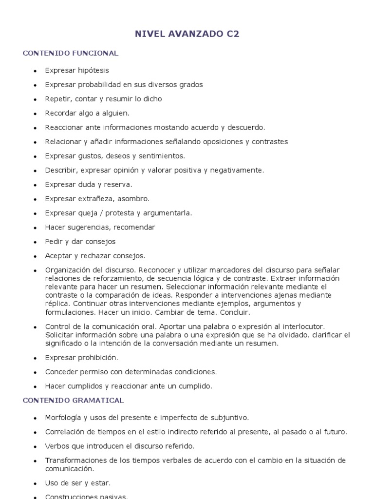 Nivel Avanzado C2 | PDF | Verbo | Oración (Lingüística)