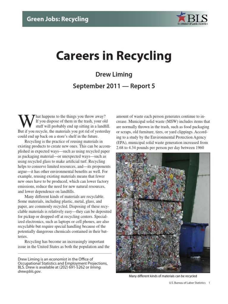 Recycling Careers | PDF | Municipal Solid Waste | Recycling