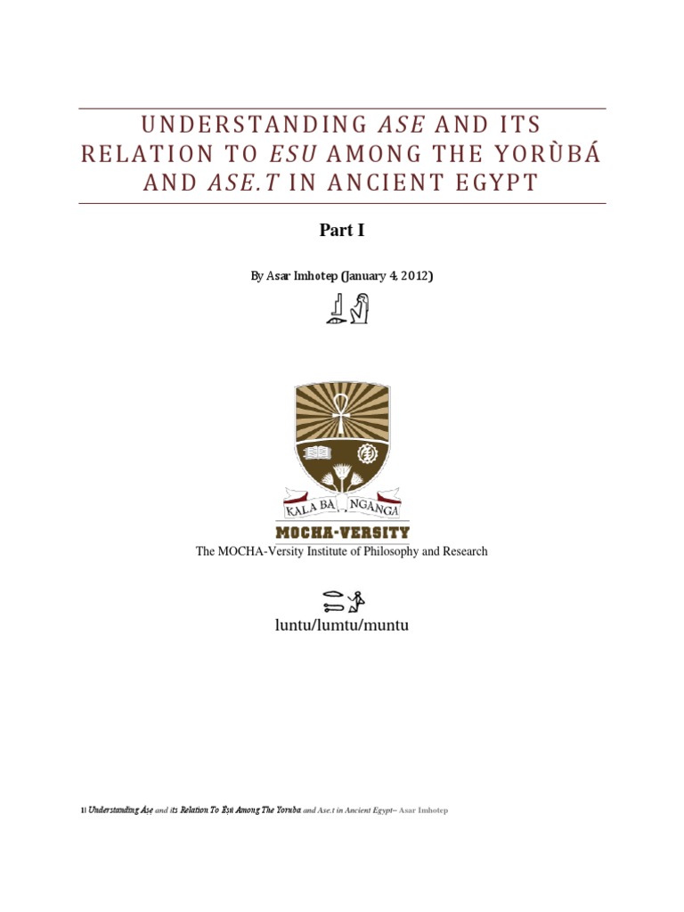 Understanding Ase and Its Relation To Esu Among The Yoruba and Ase T in ...
