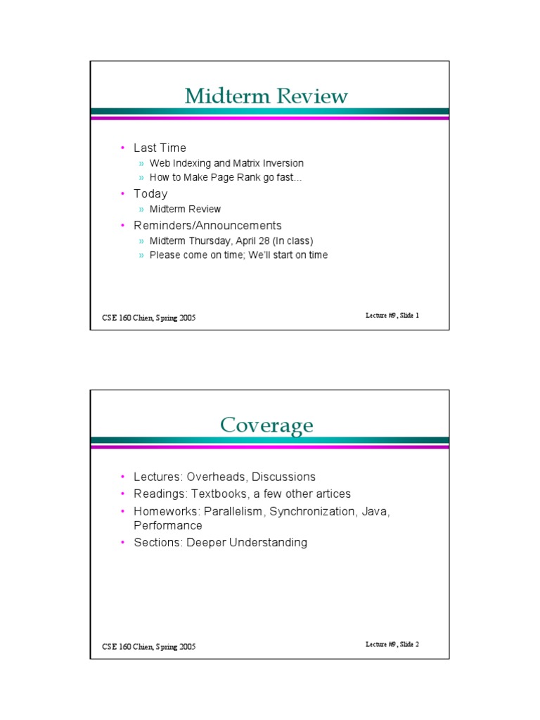 Midterm Review: Last Time | PDF | Parallel Computing | Thread (Computing)