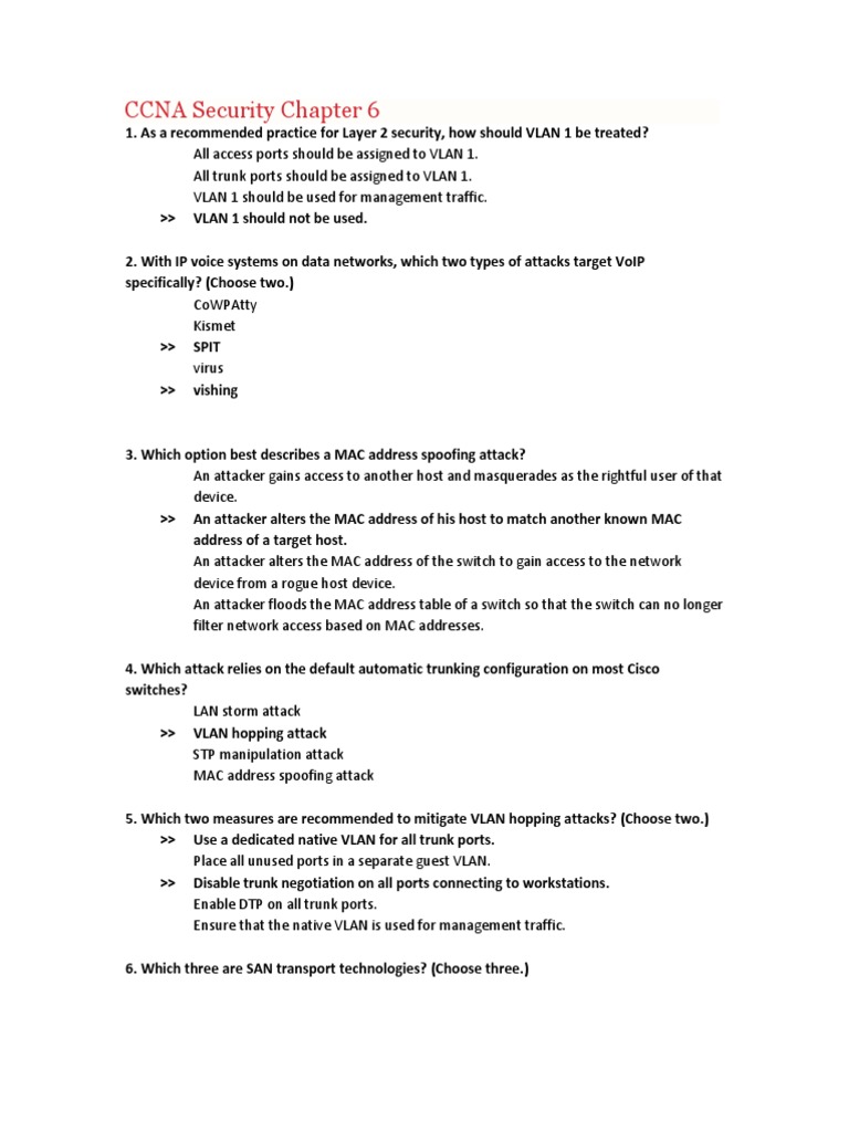 CCNA Security Chapter 6 Exam | PDF | Computer Network | Cisco ...