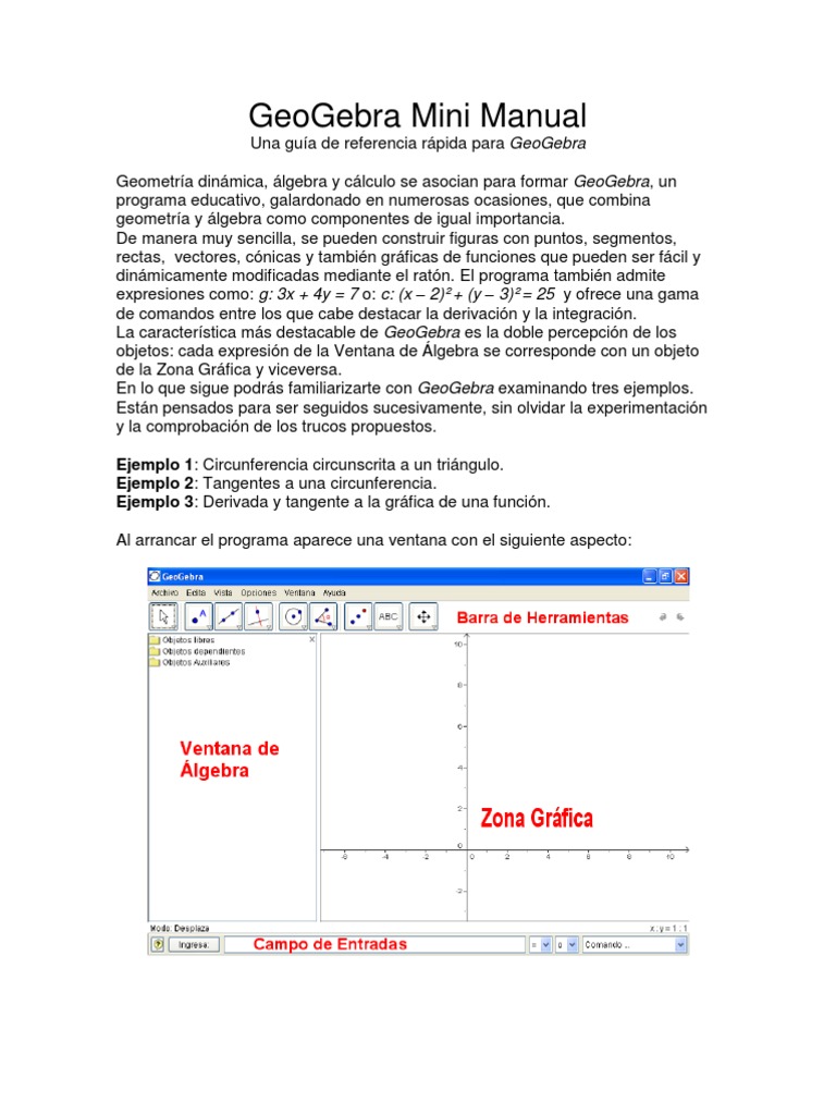 Geogebra Mini Manual Pdf Ventana Informática Derivado