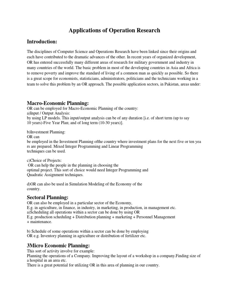 Applications of Operation Research | PDF | Oil Refinery | Operations ...