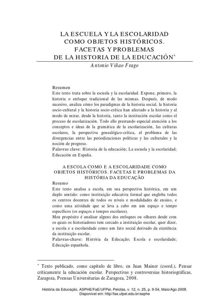 La Escuela y La Escolaridad | PDF | História