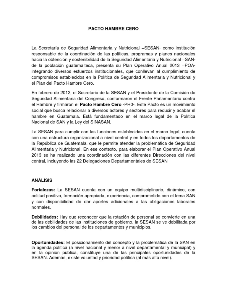 Pacto Hambre Cero Descargar Gratis Pdf Guatemala Seguridad