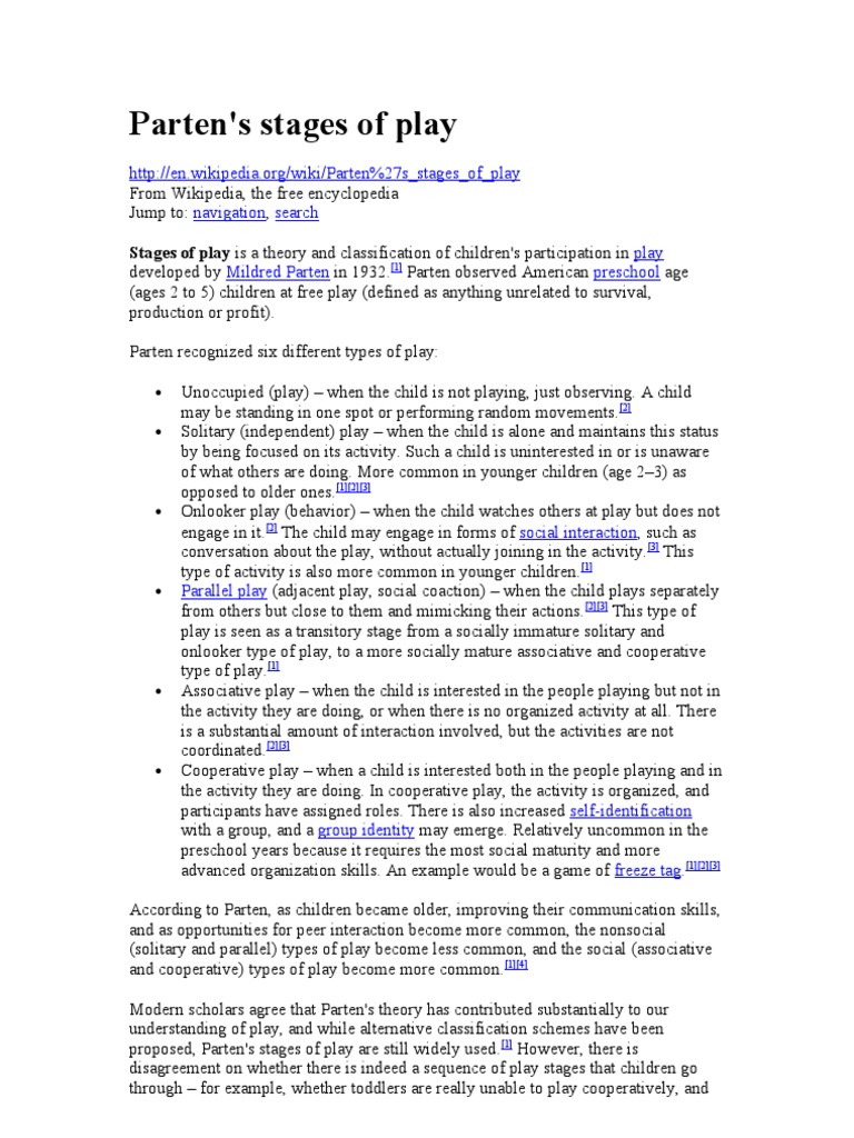 Mildred Parten | PDF | Play (Activity) | Developmental Psychology