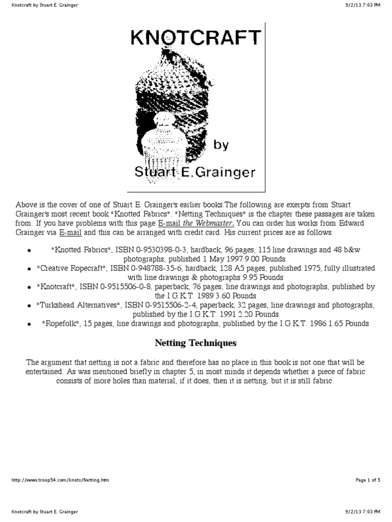 Knotcraft by Stuart E. Grainger | PDF | Knot | Nature