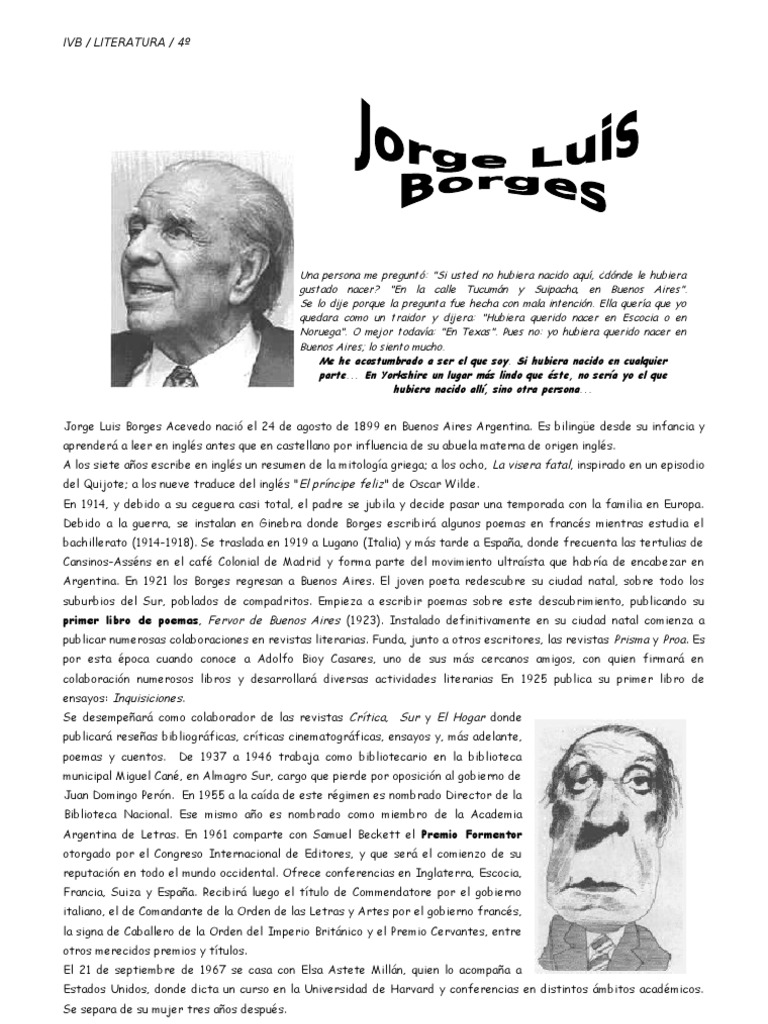 Vida y Obra de Jorge Luis Borges | PDF