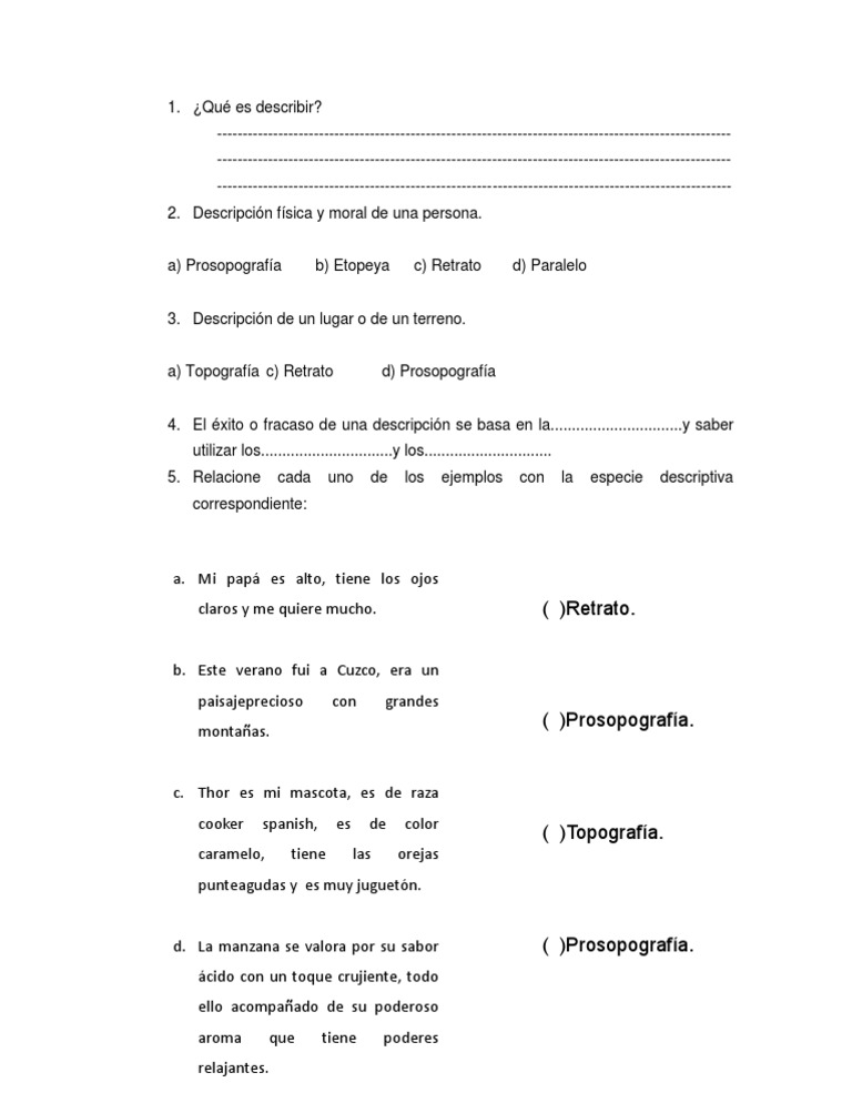 Guía de Descripción para Niños | PDF