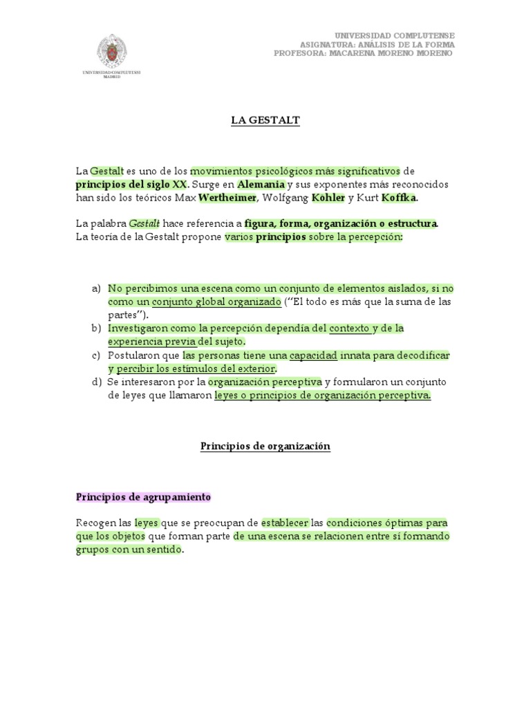 1.la Gestalt. Apuntes | PDF | Percepción | Ciencia cognitiva