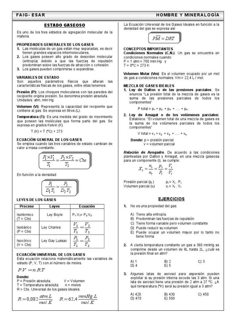 Gases ESAR | PDF | Gases | Cantidades fisicas