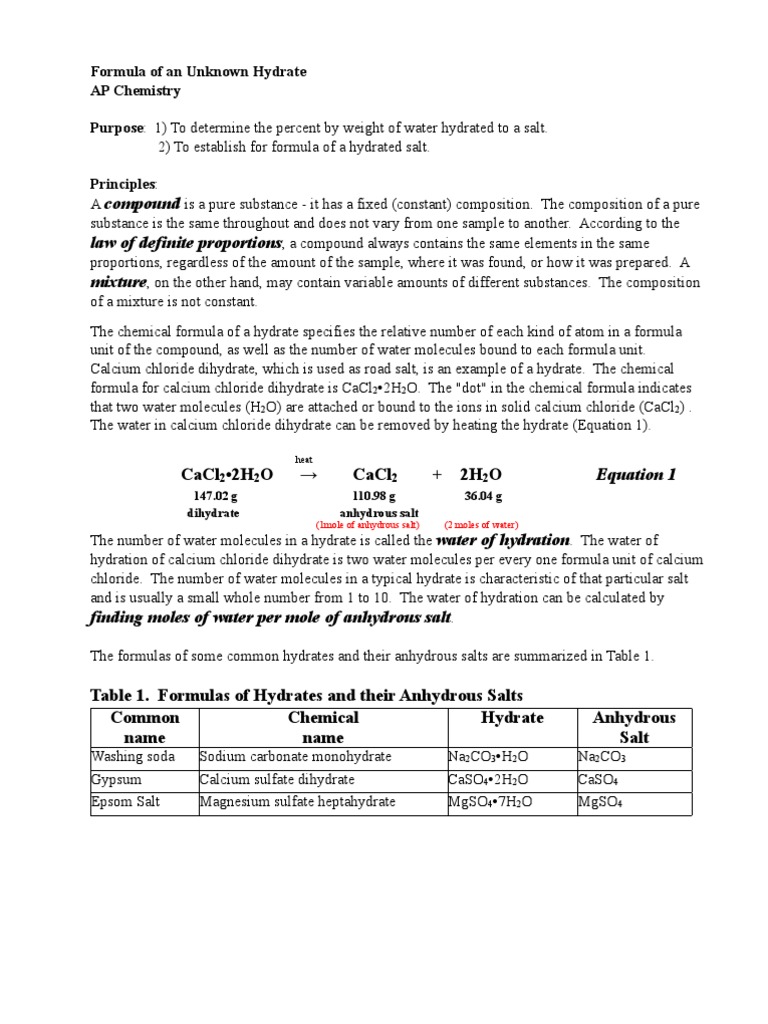 Determining Hydrate Formulas in Lab | PDF | Sodium Carbonate | Chemical ...