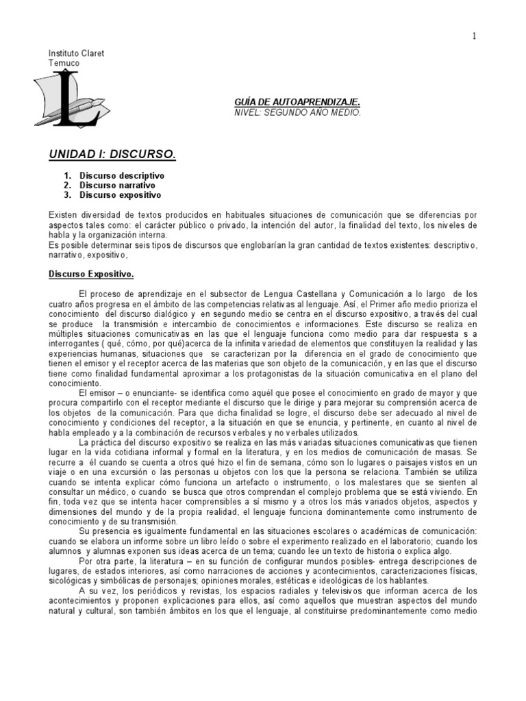 Discurso Descriptivo - Narrativo - Expositivo | PDF | Narración ...