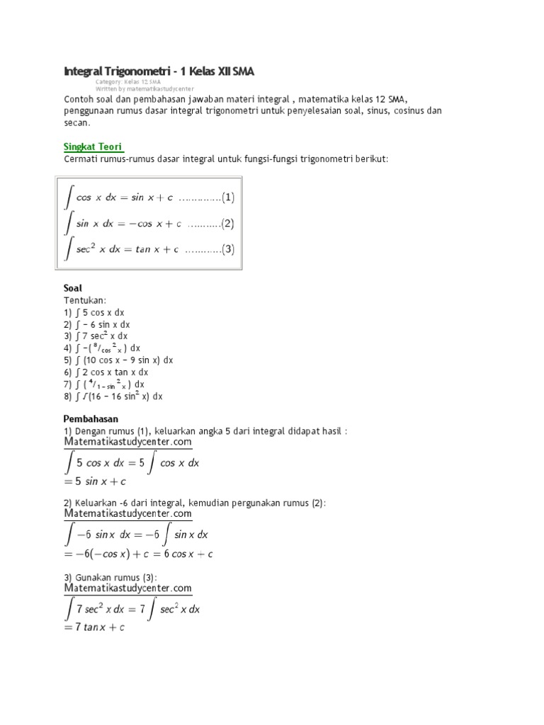 Integral Trigonometri | PDF