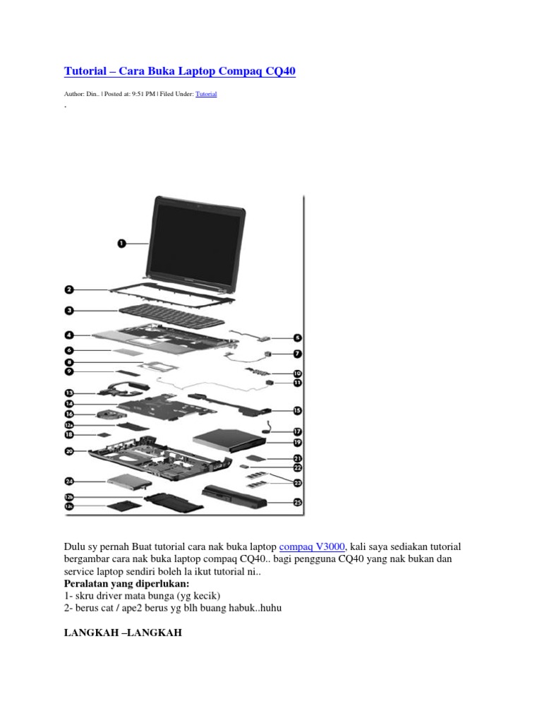 Compaq CQ40 Laptop Disassembly Guide | PDF