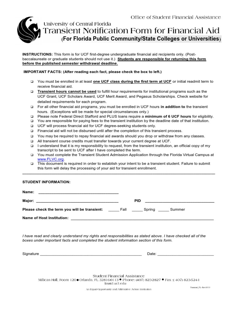 Transient Form FL | PDF | Student Financial Aid In The United States ...