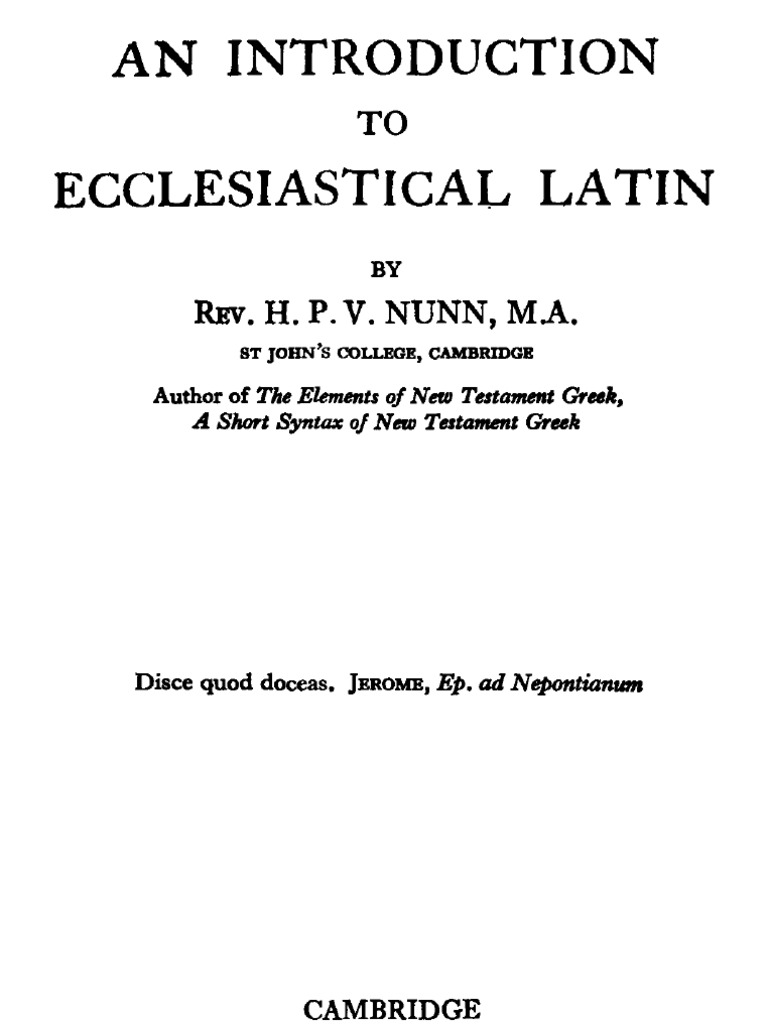An Introduction to Ecclesiastical Latin | Syntax | Grammar