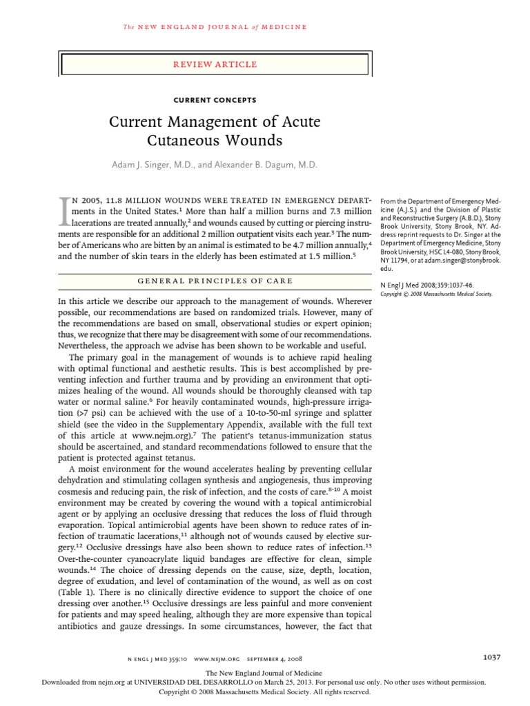 Acute Cutaneous Wound Management Guide | PDF | Wound | Burn