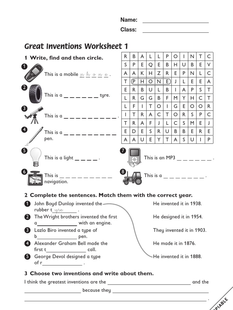 Great Inventions Worksheet | PDF | Pen