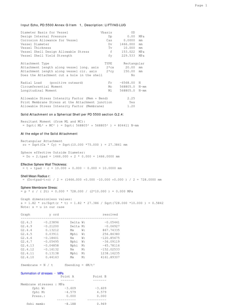 Pressure Vessel Lifting Lug Calculation | PDF | Teaching Methods ...