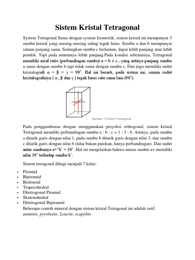Sistem Kristal Tetragonal (Keramik Dan Glass) | PDF