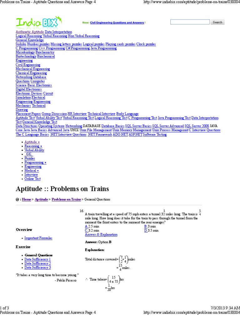 Problems On Trains 4 | PDF | Engineering | Databases