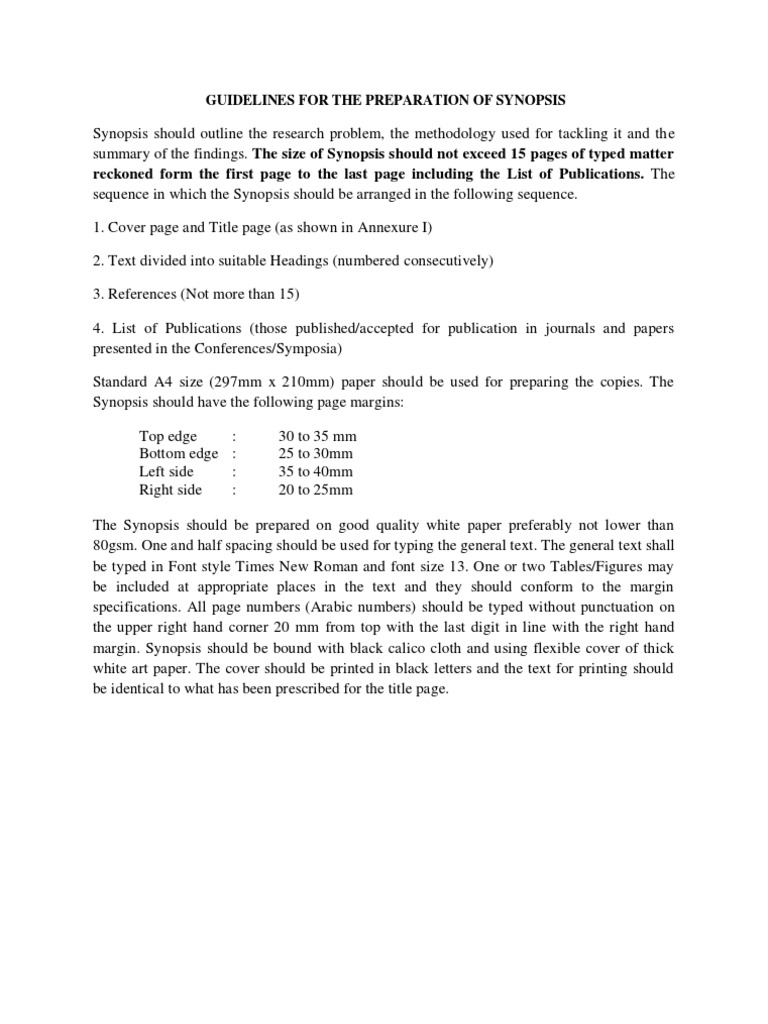 Ph.D. Synopsis Format | Typefaces | Doctor Of Philosophy