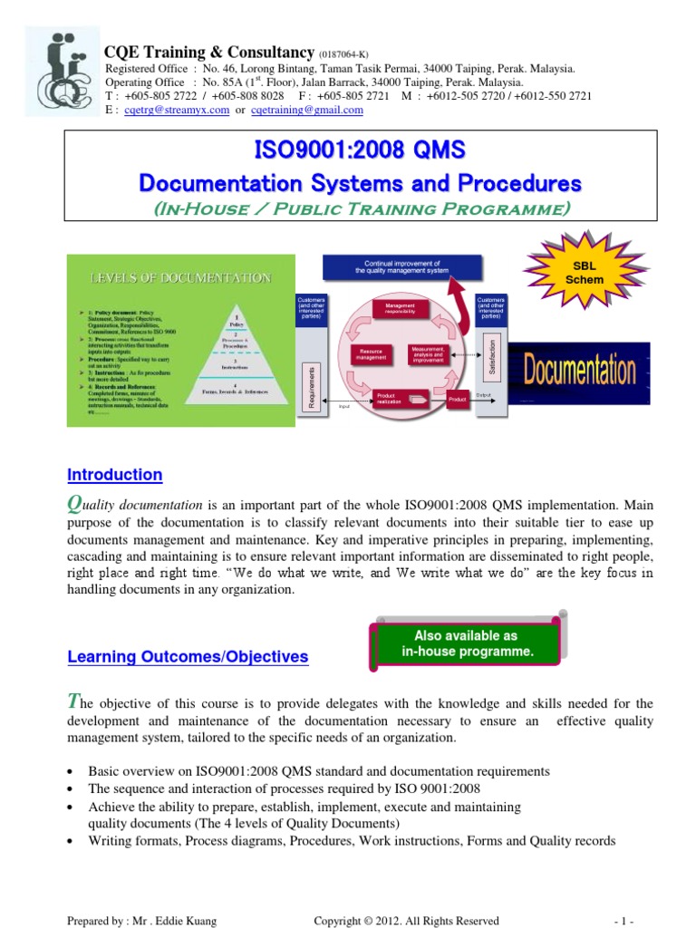 6.documentation Systems ISO9001-2008 QMS Outline | PDF | Iso 9000 ...