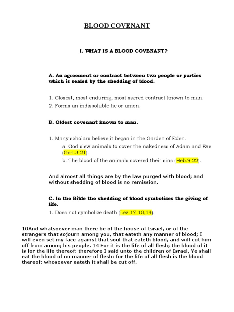 The Blood Covenant | PDF | Covenant (Biblical) | Sacrifice