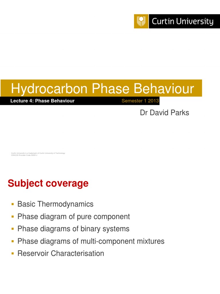 Lecture 4 - Phase Behaviour | PDF | Phase (Matter) | Phase Rule