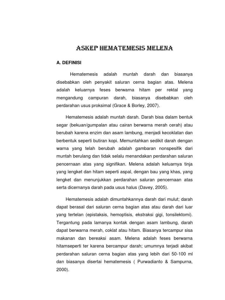 Penatalaksanaan Hematemesis Melena | PDF | Pengembangan Diri | Kesehatan Holistik
