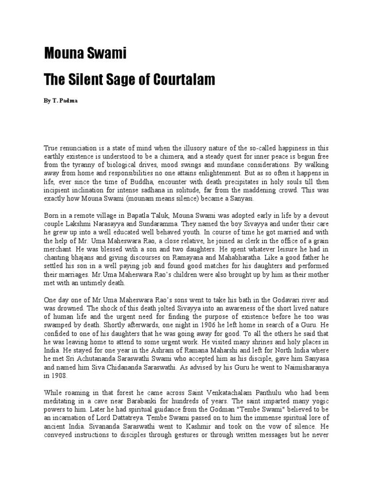 Mouna Swami | Download Free PDF | Ramana Maharshi | Indian Religions