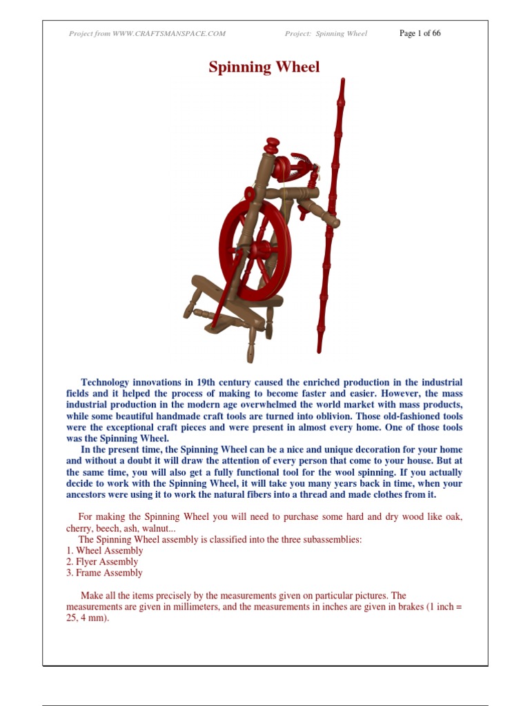 DIY Spinning Wheel Guide | PDF | Spinning (Textiles) | Woodworking