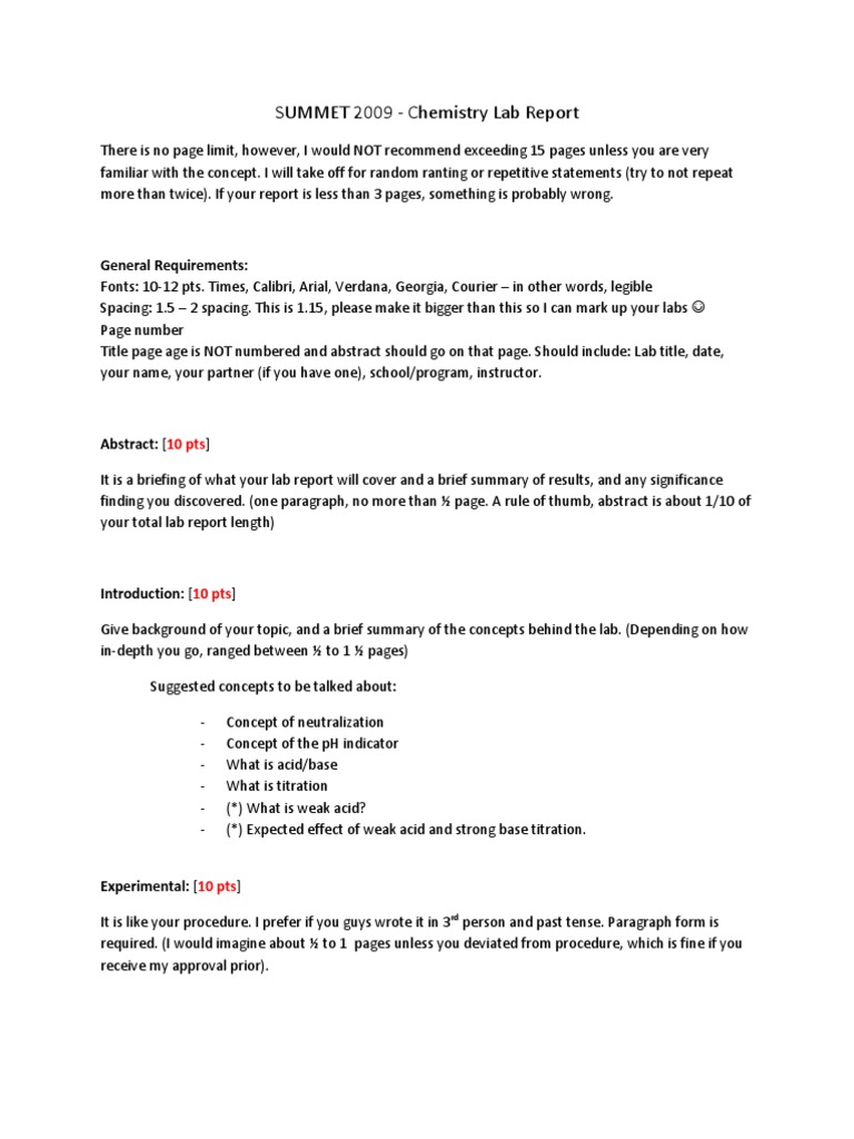 SUMMET 2009 - Chemistry Lab Report: General Requirements | PDF | Errors ...