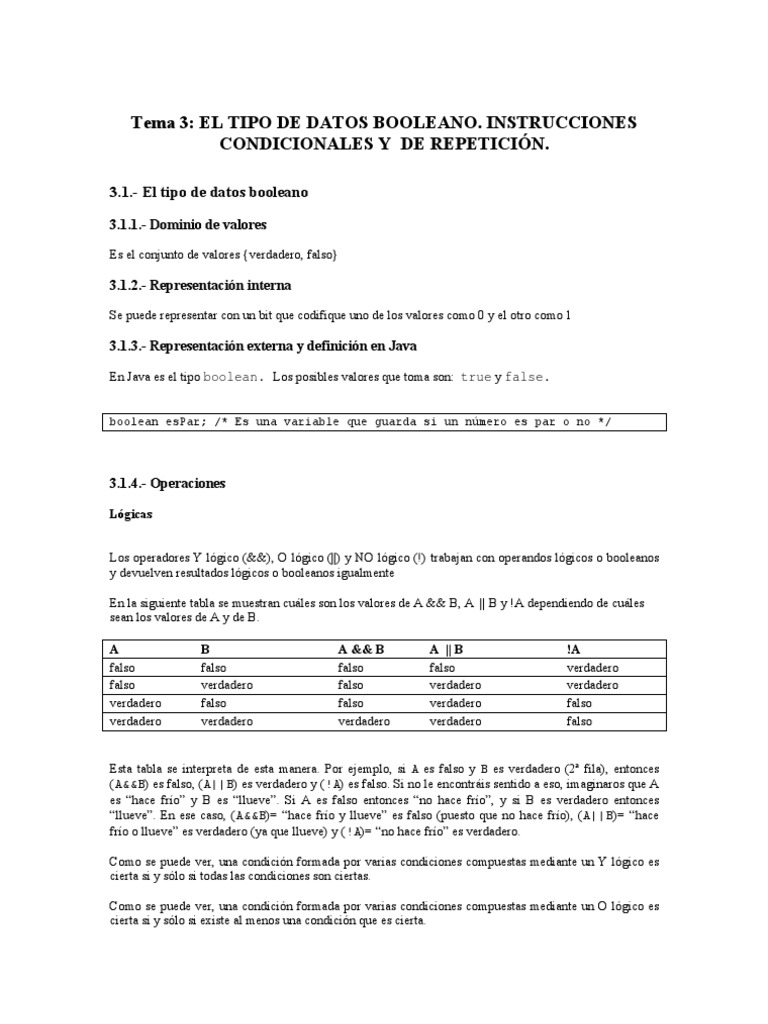 Tipo Datos Booleano | PDF | Informática | Enseñanza de matemática